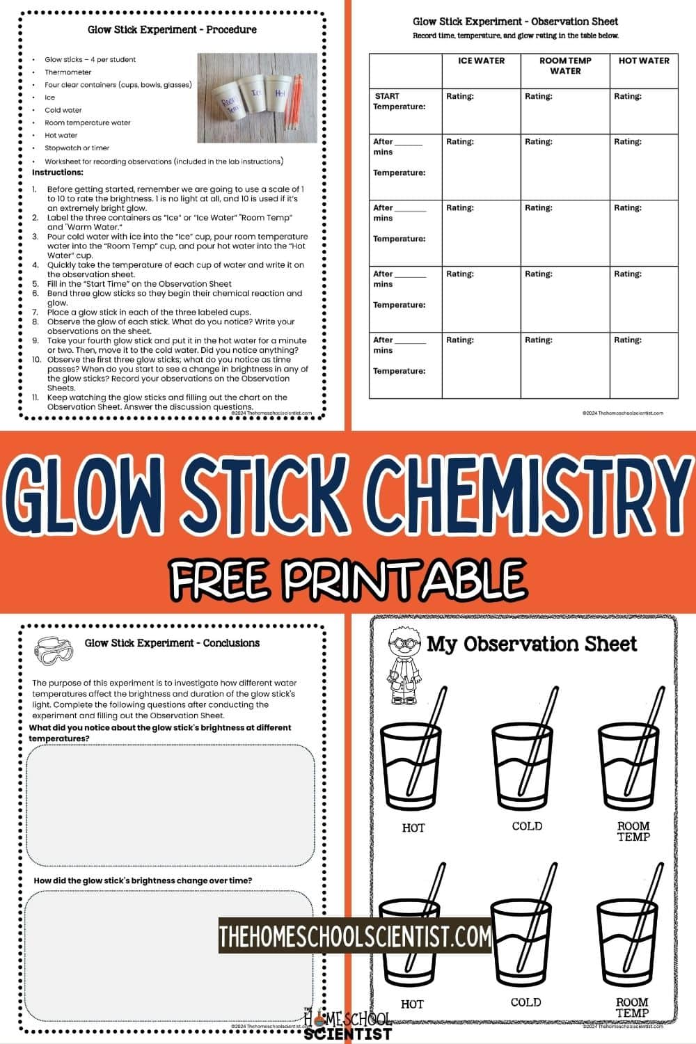 Glow Stick Experiment with Free Lesson Printable - The Homeschool Scientist