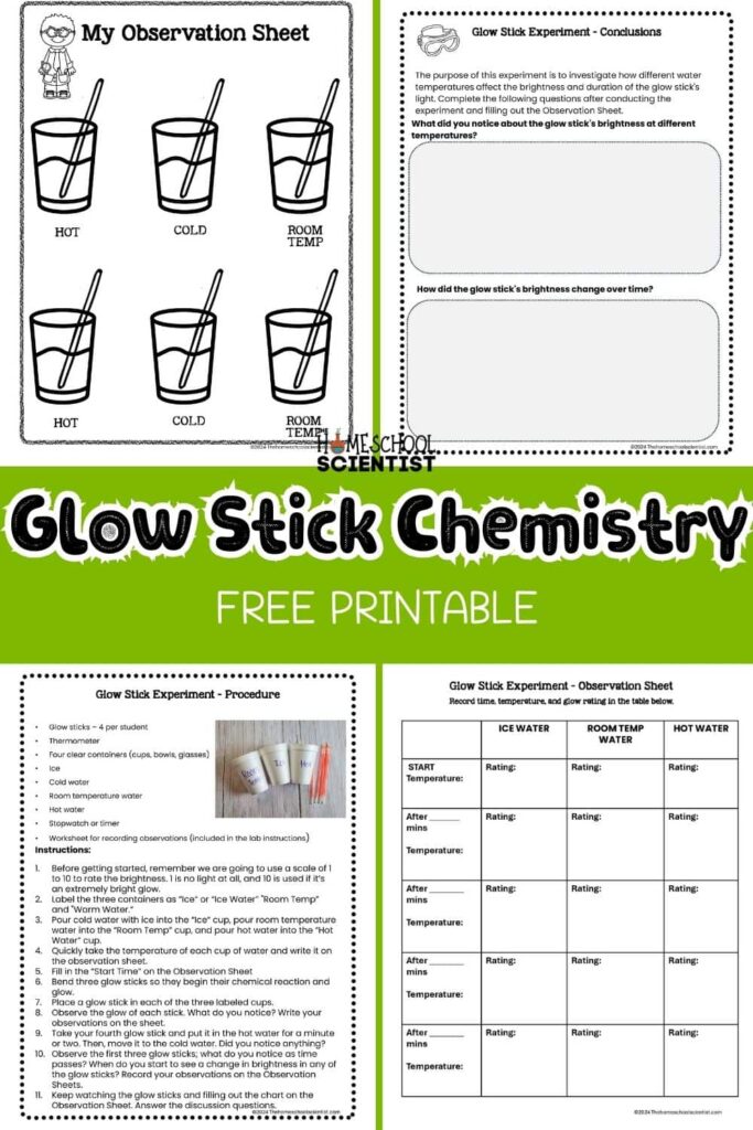 Glow Stick Experiment with Free Lesson Printable - The Homeschool Scientist